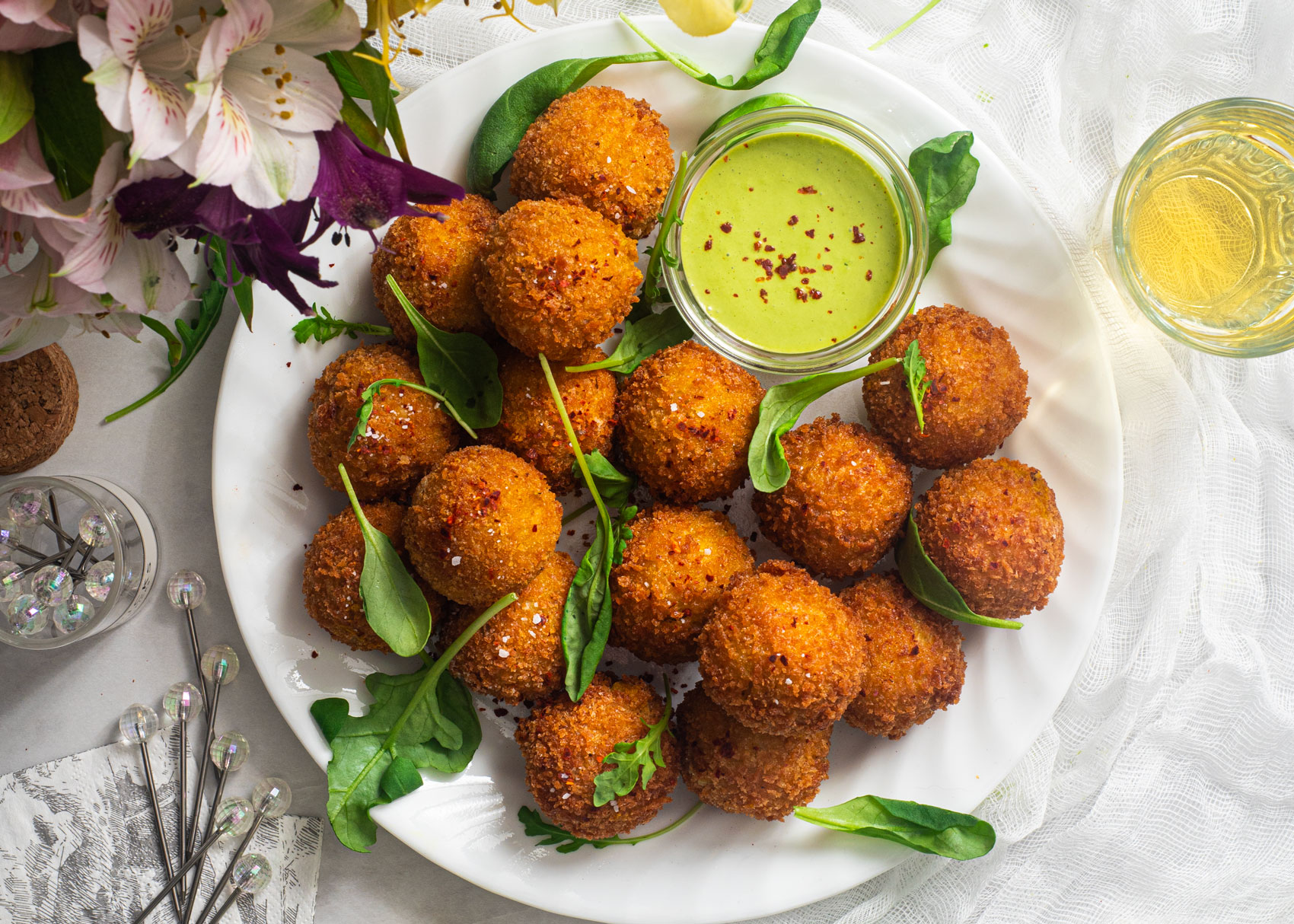 Curried Pumpkin Croquettes with Mint Chutney - Rhubarb and Cod