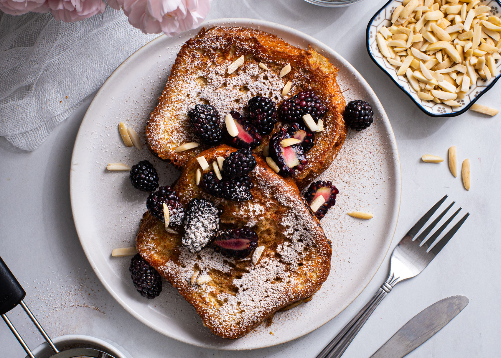 Horchata French Toast with Blackberries - Rhubarb and Cod