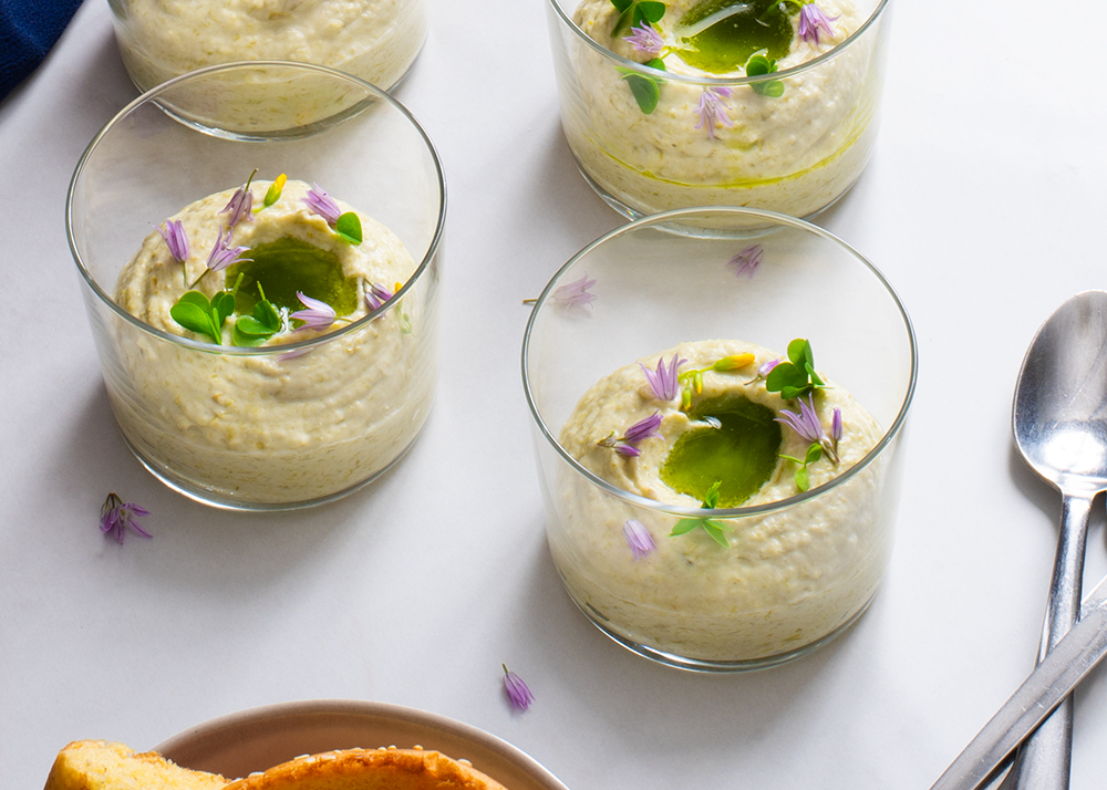Asparagus Mousse with Tarragon Oil - Rhubarb and Cod